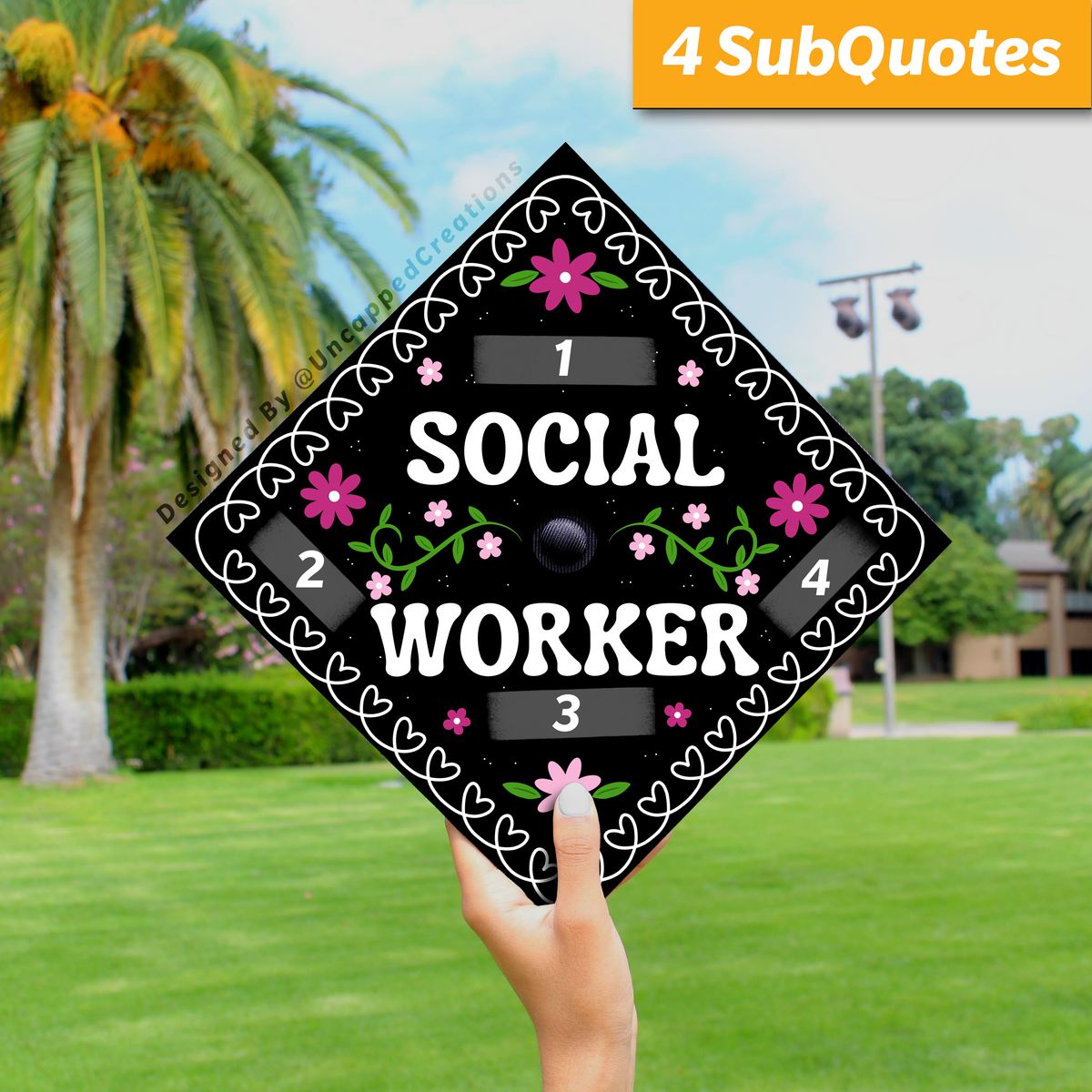 Social Worker Grad Cap - PRINTED Topper – Uncapped Creations