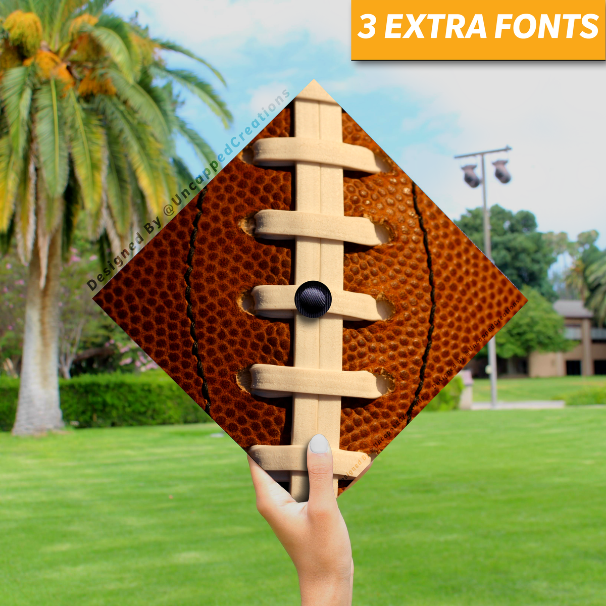 Football Grad Cap - PRINTED Topper – Uncapped Creations