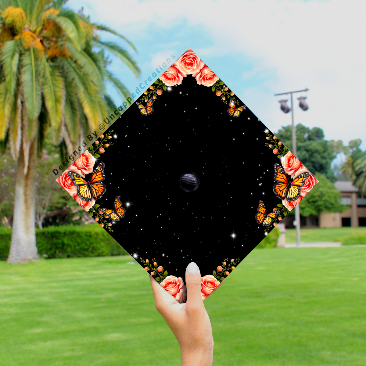 Butterflies and Roses Grad Cap - PRINTED Topper – Uncapped Creations