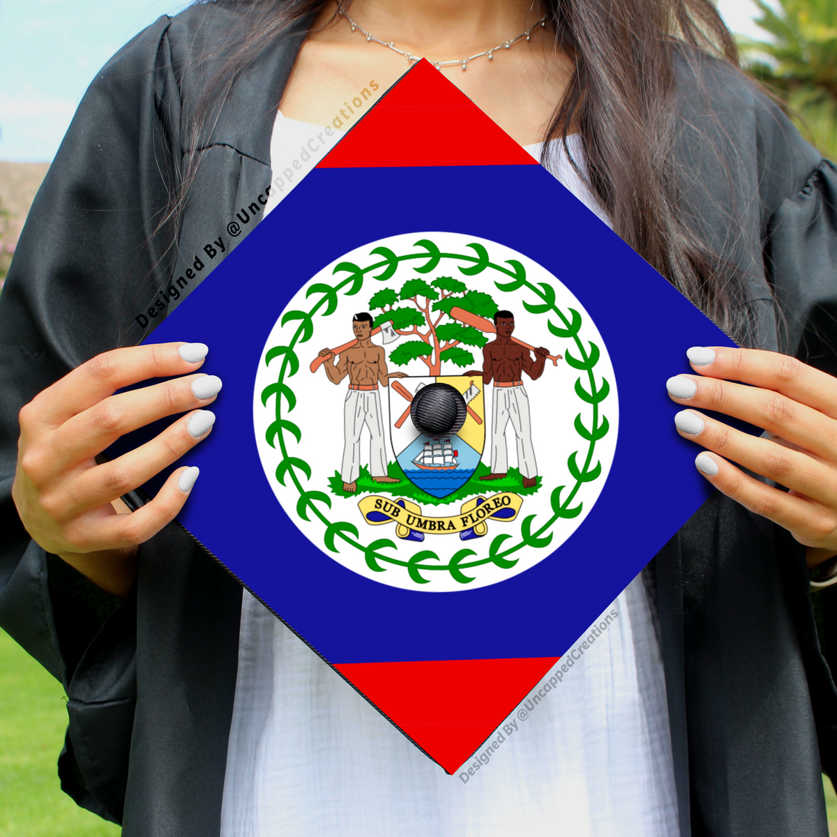 Belize Flag Grad Cap - PRINTED Topper – Uncapped Creations