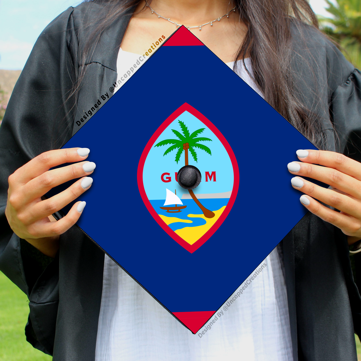 Guam Flag Grad Cap - PRINTED Topper – Uncapped Creations
