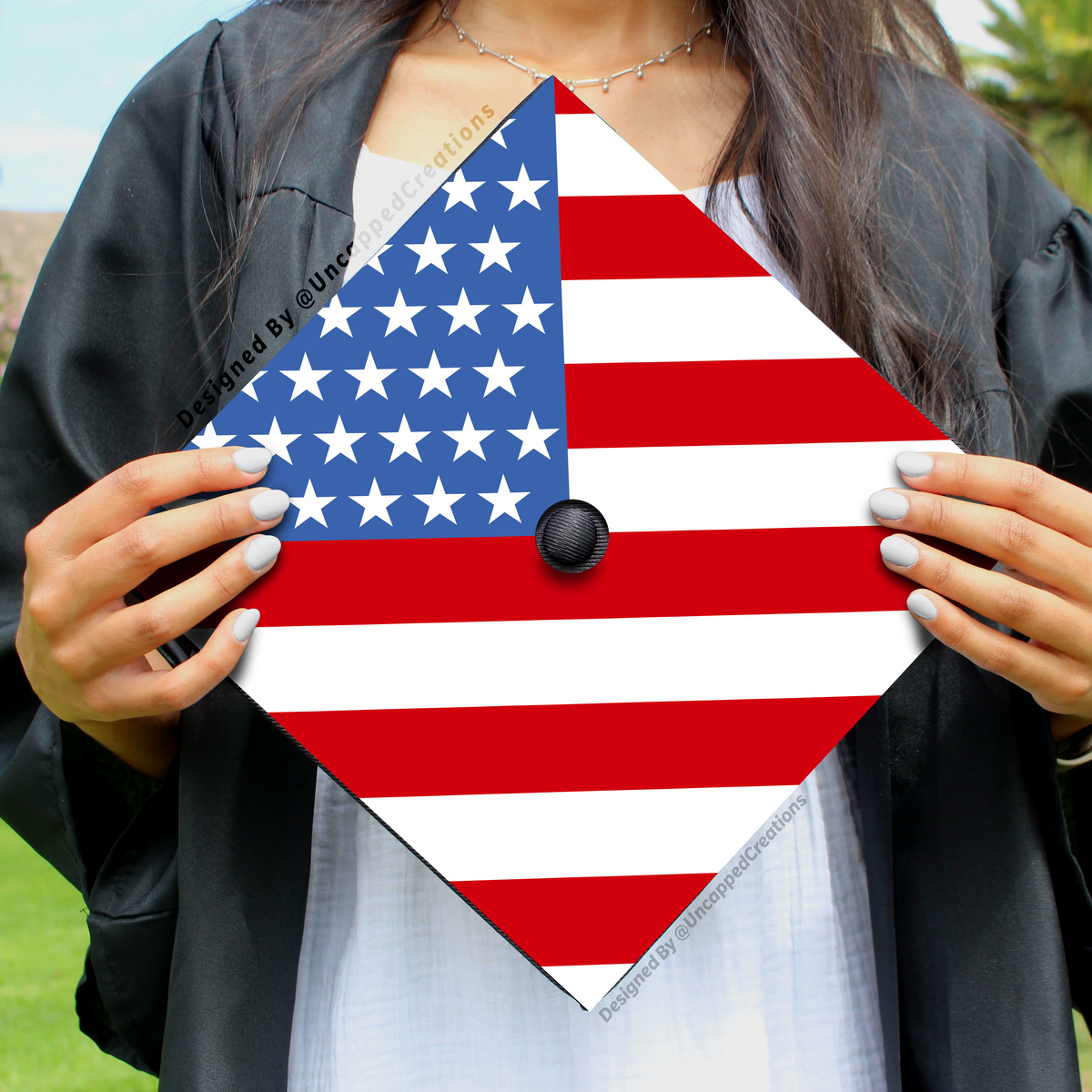 American Flag Grad Cap - PRINTED Topper – Uncapped Creations