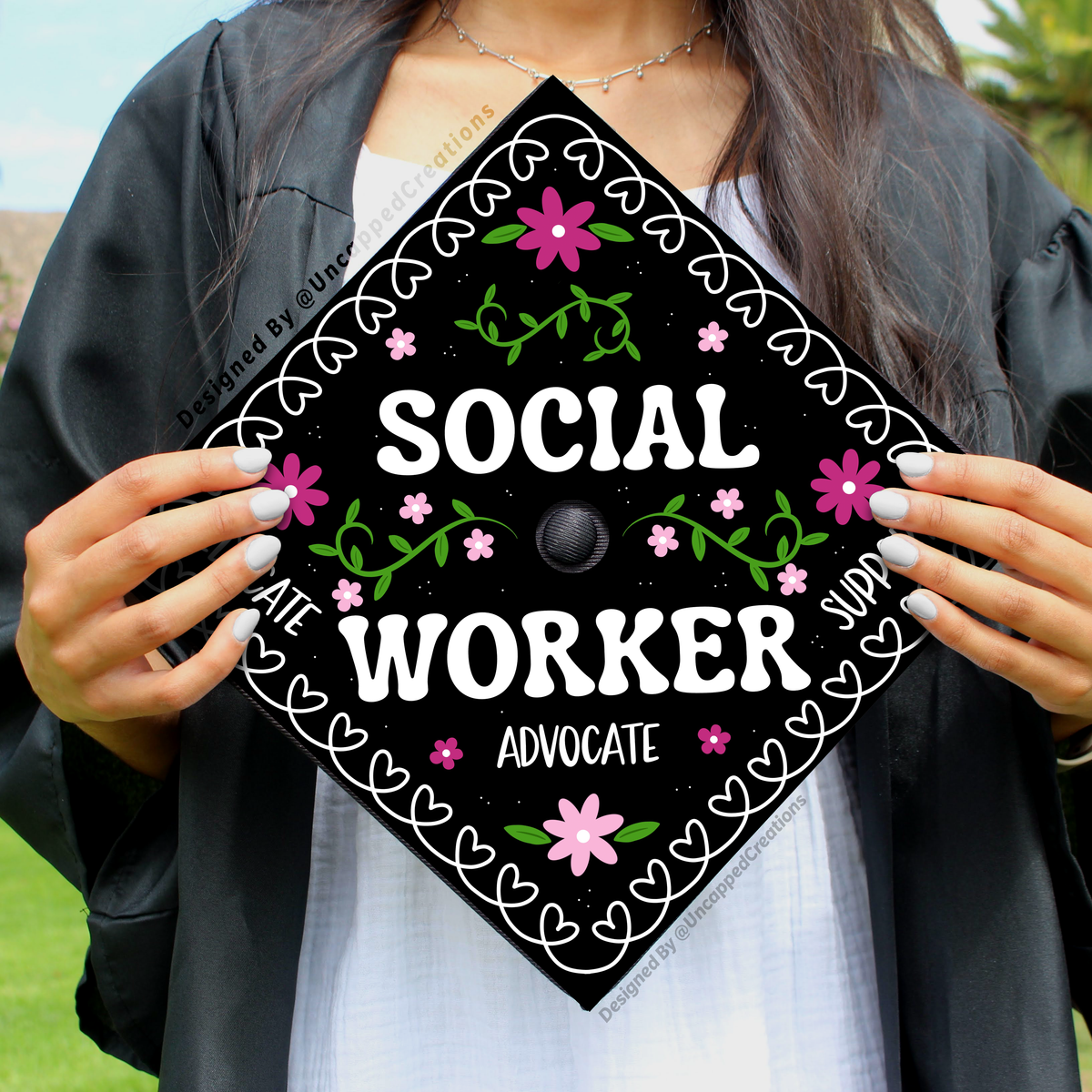 Social Worker Grad Cap - PRINTED Topper – Uncapped Creations