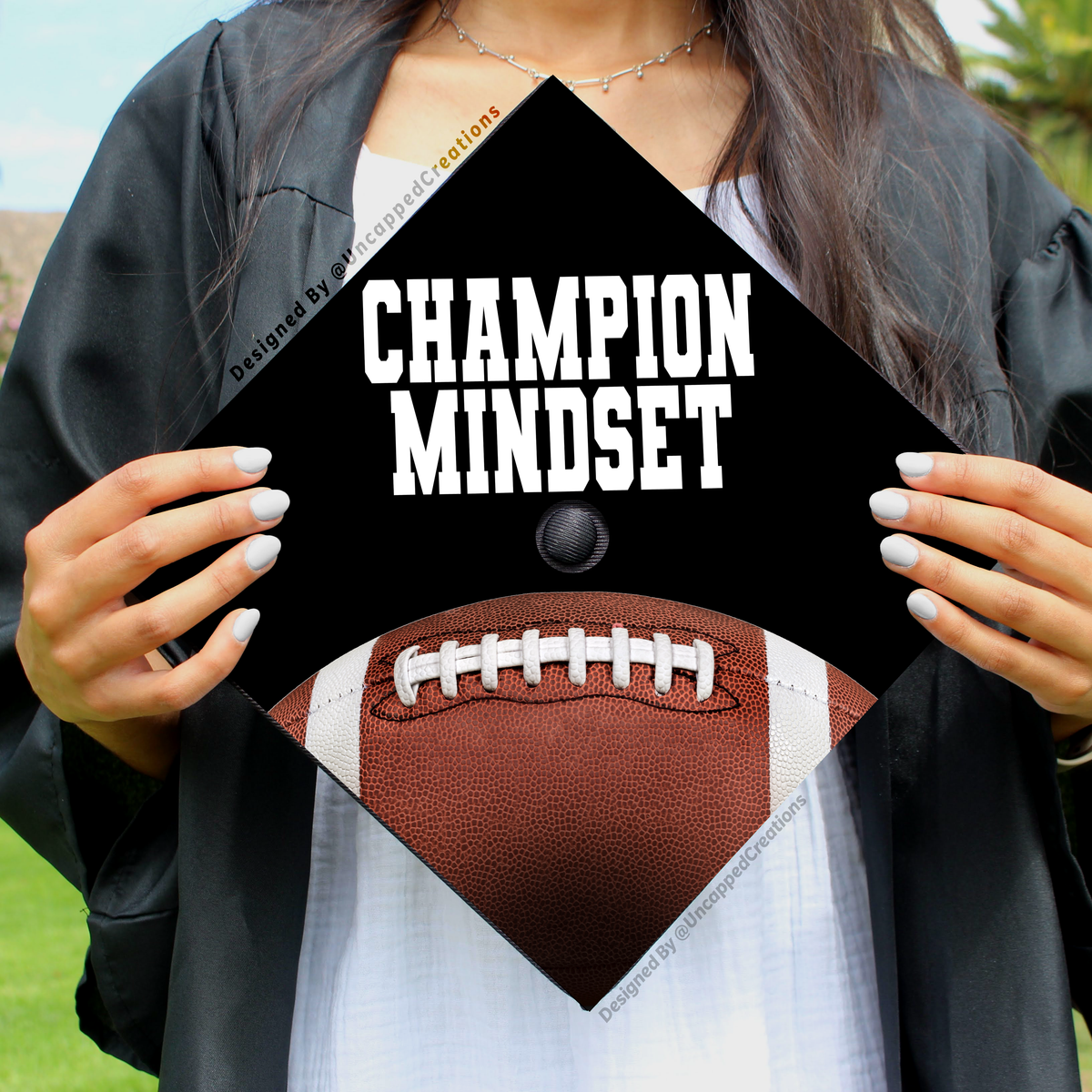 Football Grad Cap - PRINTED Topper – Uncapped Creations