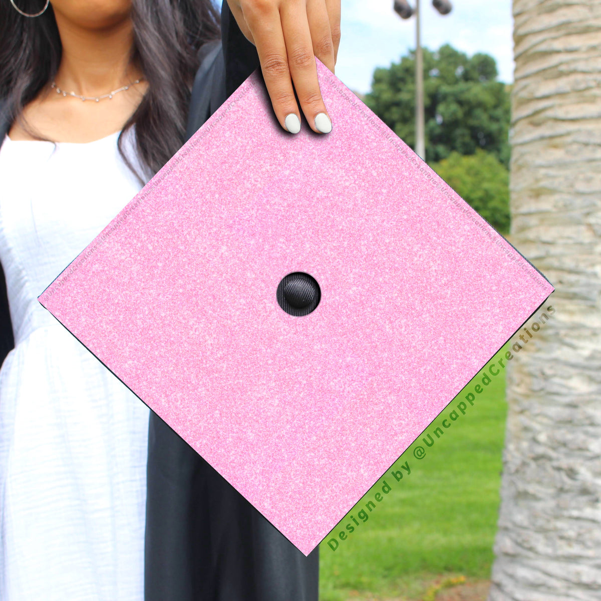 PINK GLITTER Grad Cap Topper – Uncapped Creations