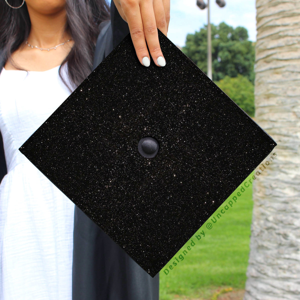 BLACK GLITTER Grad Cap Topper – Uncapped Creations