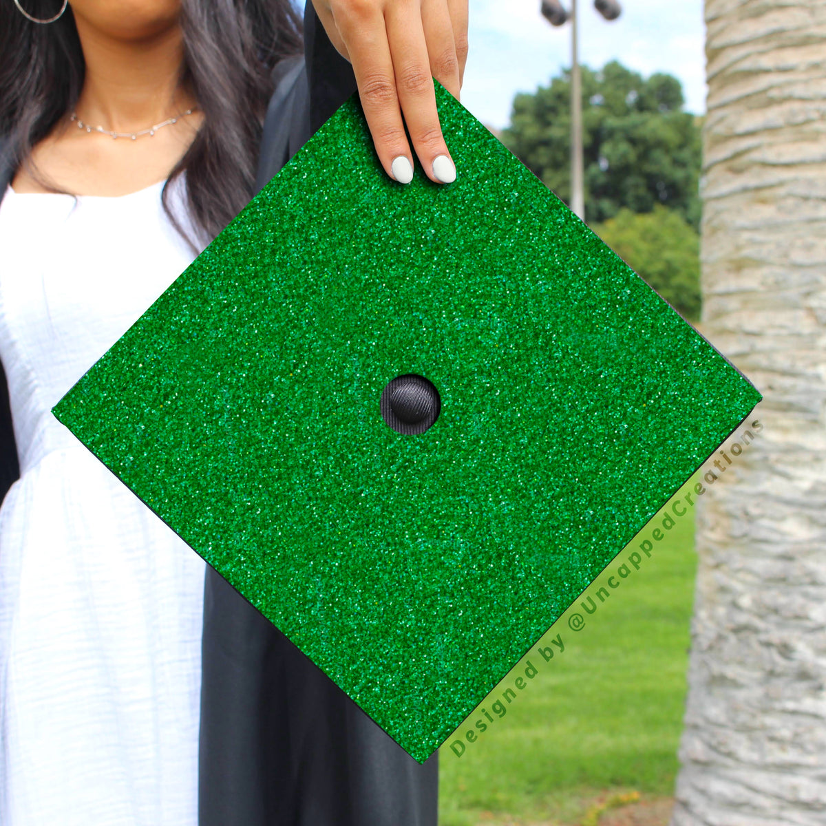 GREEN GLITTER Grad Cap Topper – Uncapped Creations