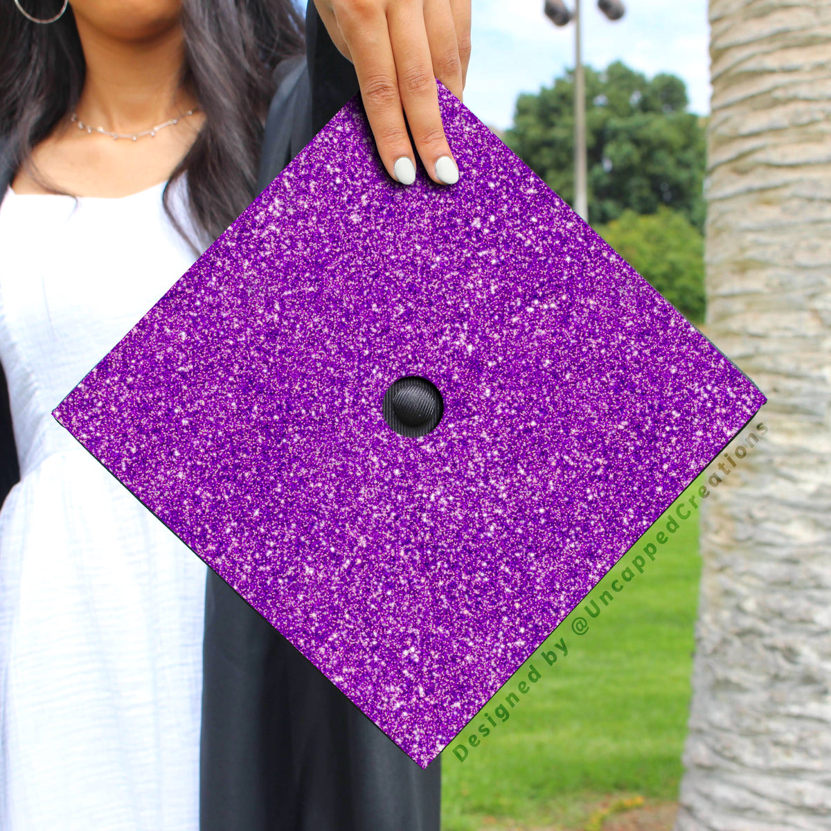 PURPLE GLITTER Grad Cap Topper – Uncapped Creations