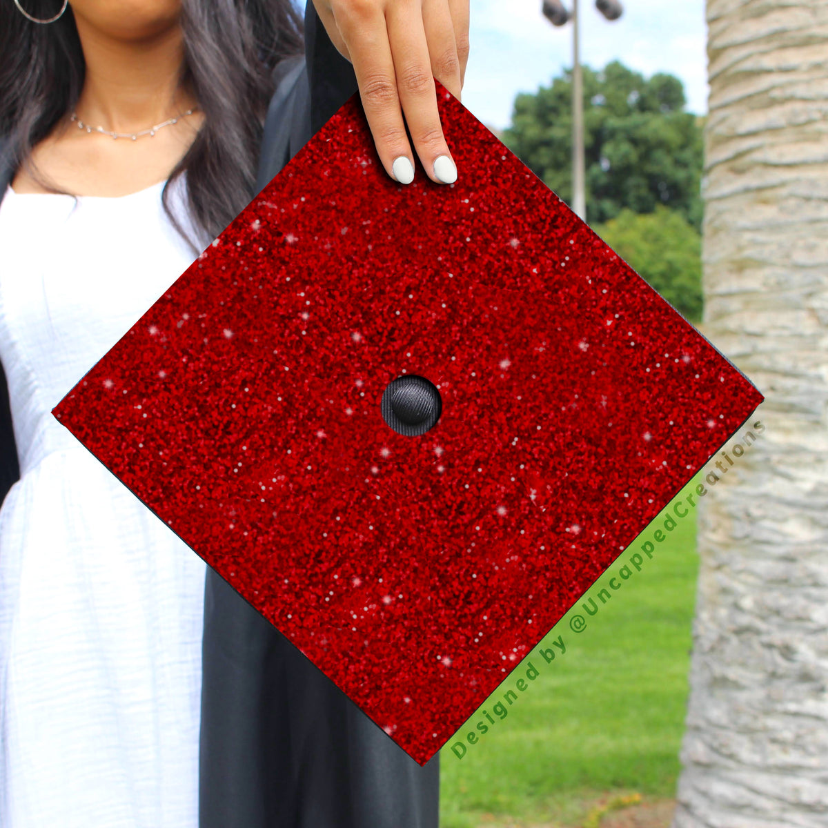 MAROON/BURGUNDY GLITTER Grad Cap Topper – Uncapped Creations