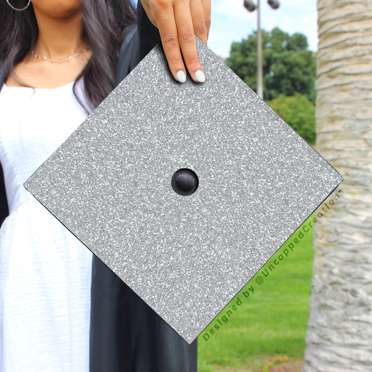 SILVER GLITTER Grad Cap Topper – Uncapped Creations