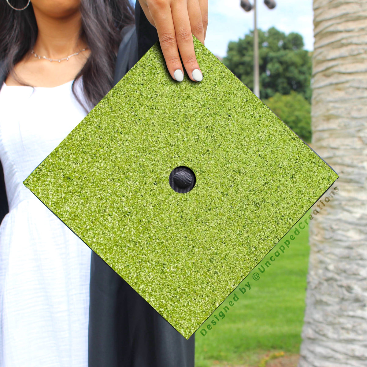 TINKERBELL GREEN GLITTER Grad Cap Topper – Uncapped Creations
