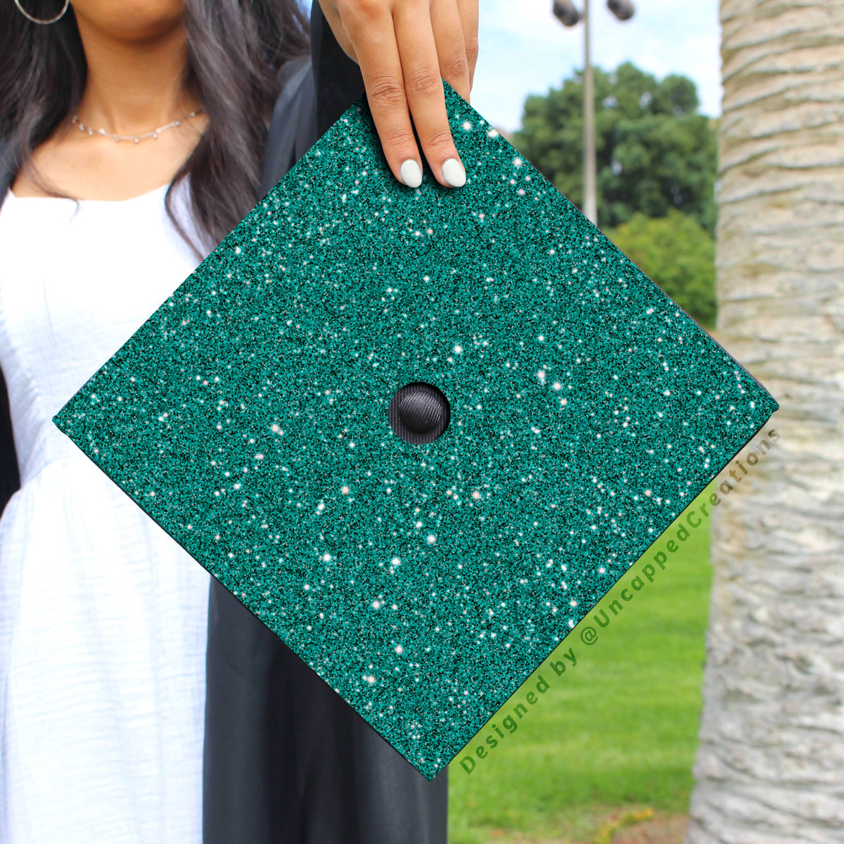 TEAL GLITTER Grad Cap Topper – Uncapped Creations